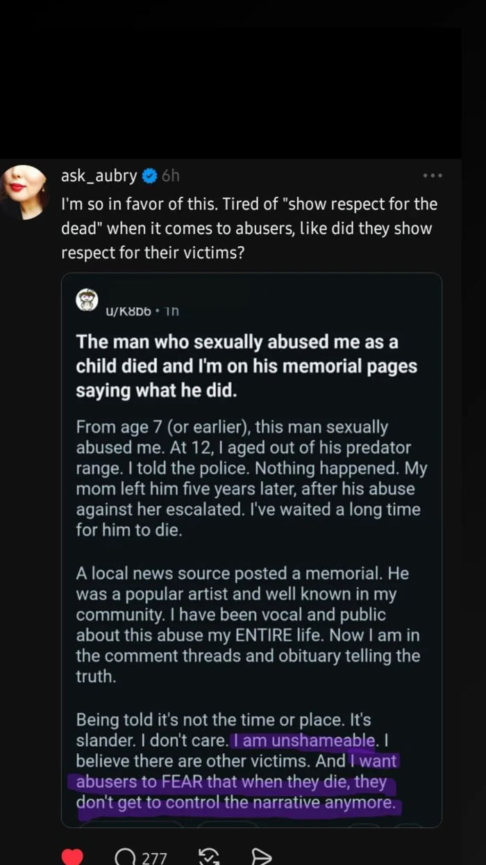 Good for you! I'm still awaiting my abuser to die. She f**ked me up so bad - 9GAG