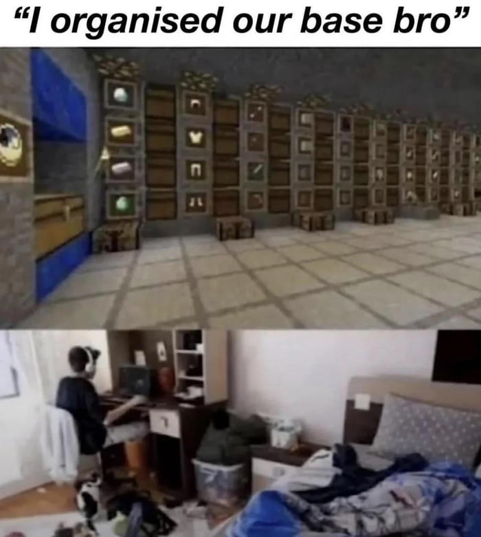 My room vs my minecraft base - 9GAG