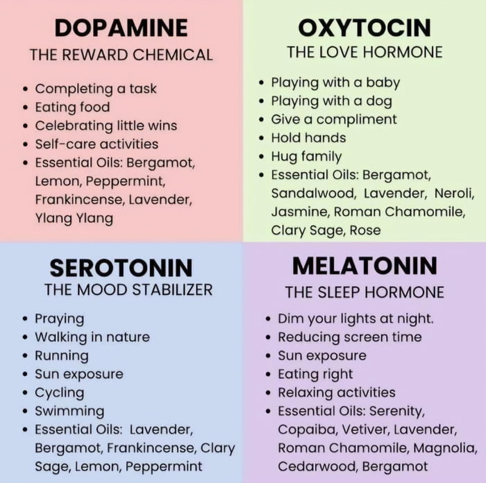 A cool guide of how to release your happy hormones. - 9GAG