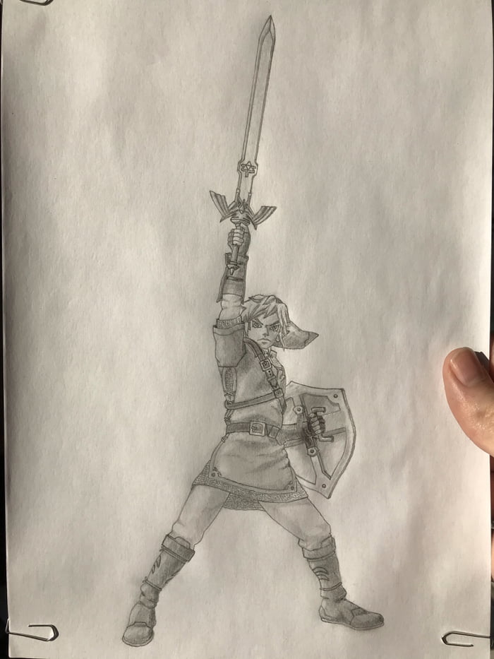 After nearly 15hrs i finished my drawing of Link using only pencils. I ...