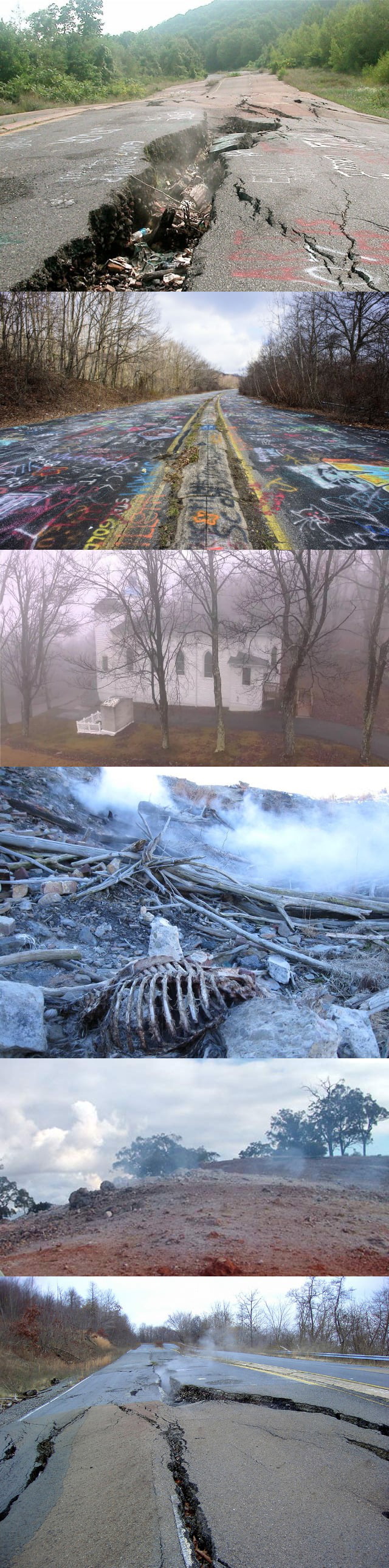Centralia, Pennsylvania. Underground coal mine caught fire in 1962 ...