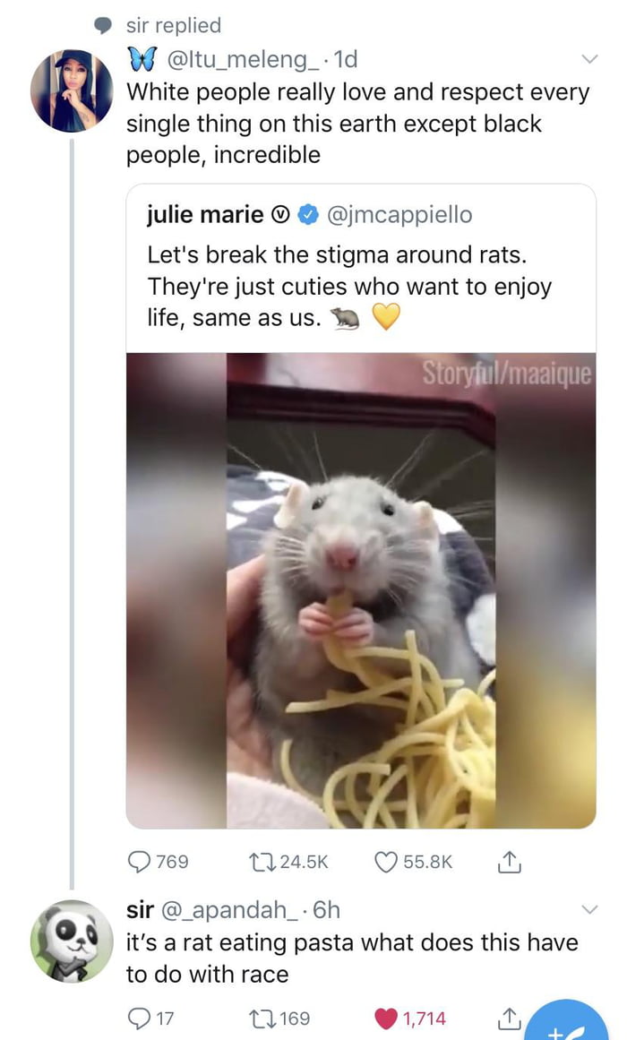 Why can’t you just laugh at a rat eating pasta - 9GAG