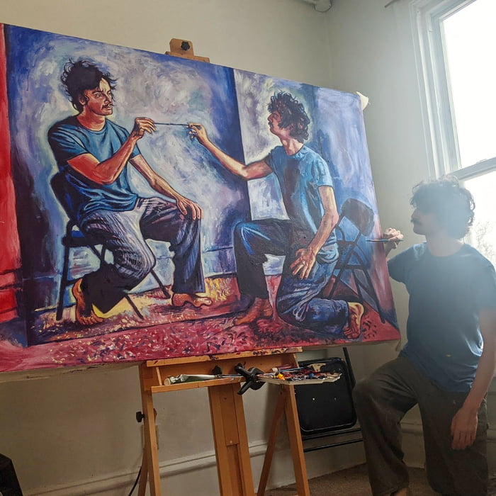A guy painting a painting of him painting himself. - 9GAG