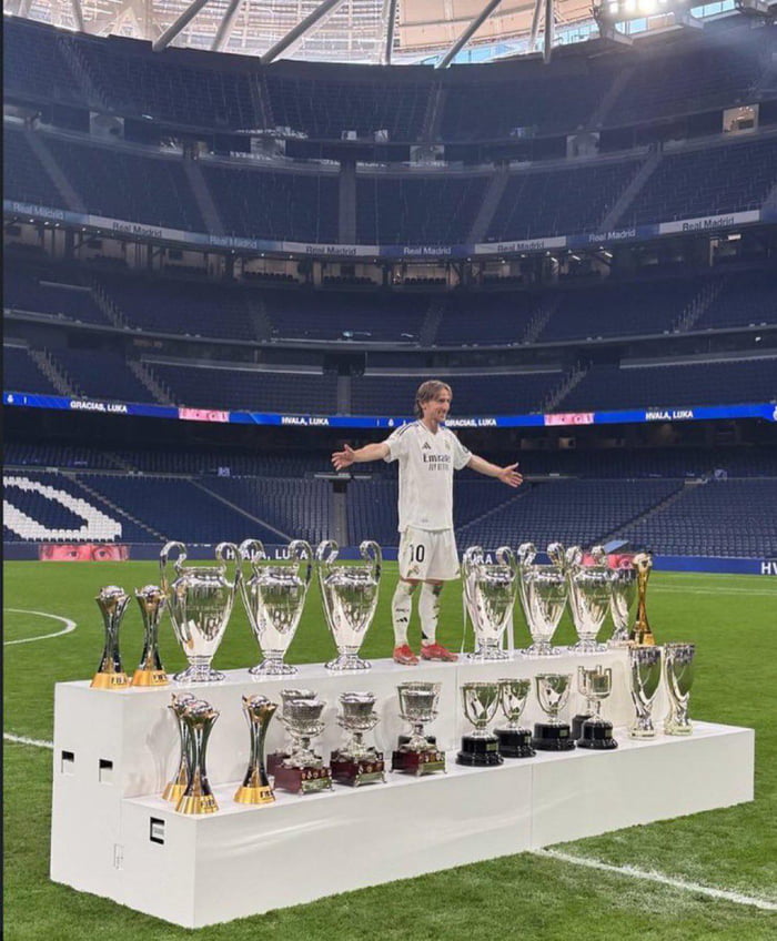 Luka Modric with all his trophies with Real Madrid - 9GAG