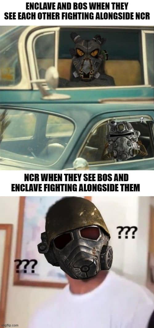 The NCR is gonna get more confused when they see the Enclave fight ...