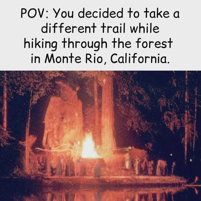 The photo shows a secret ritual from a cult called the Bohemian Grove ...