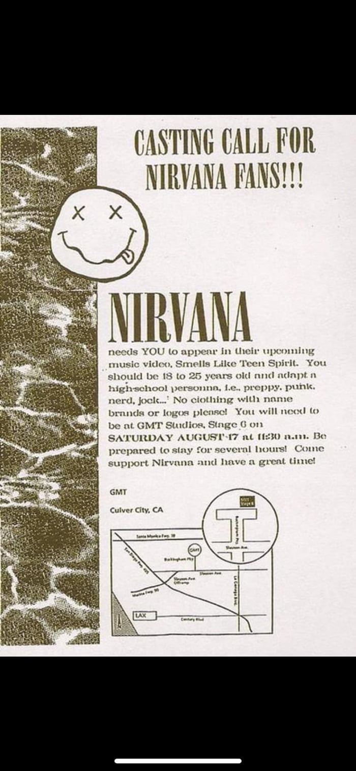 Casting call for Nirvana’s “Smells Like Teen Spirit” music video - 9GAG