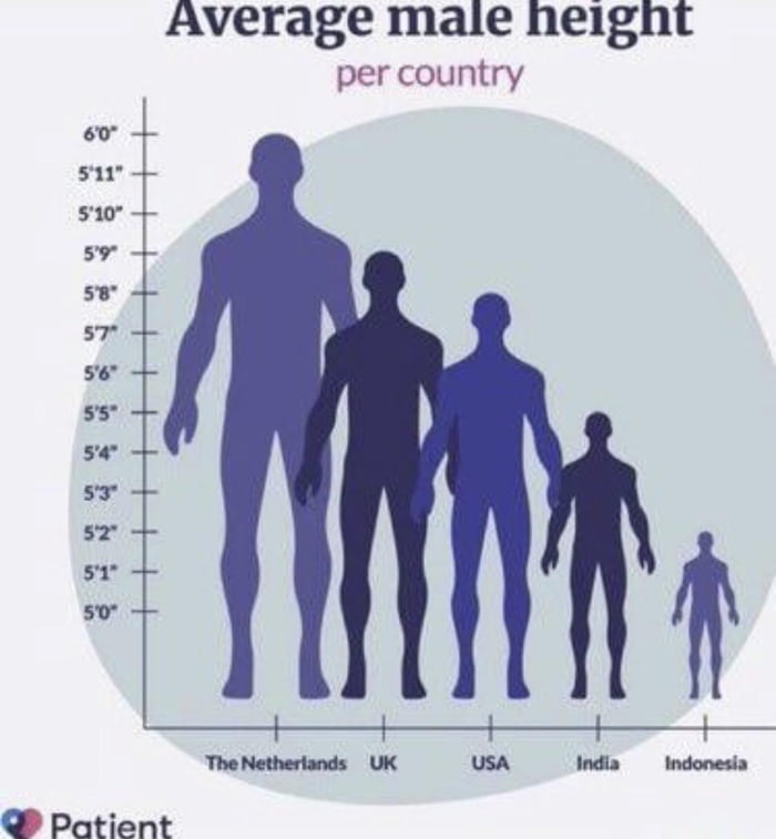 Average male heights around the world - 9GAG
