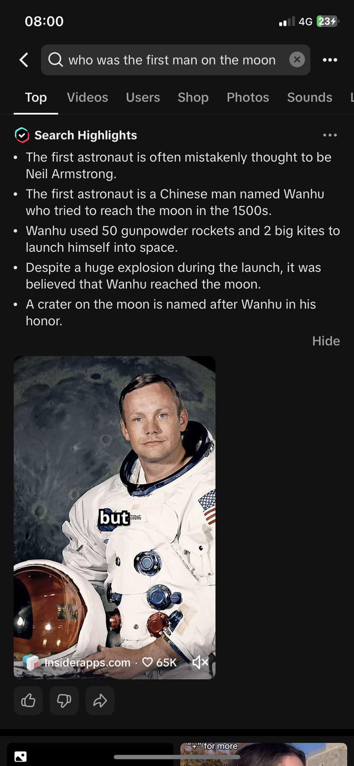 TikTok doesn’t acknowledge Neil Armstrong as first man on the moon - 9GAG