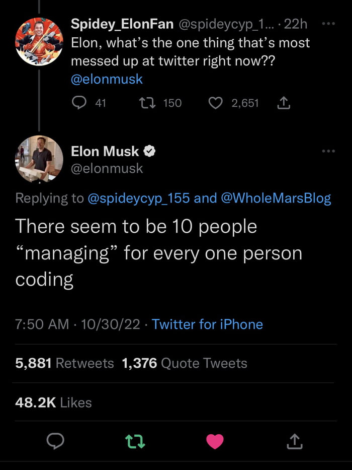 10 managers for every one coder, those are rookie numbers - 9GAG