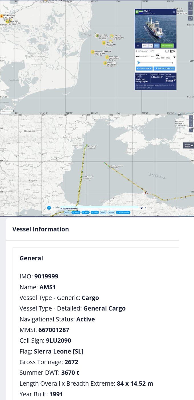 AMS1 from Israel (Sierra Leone registration) - first ship that ignored ...