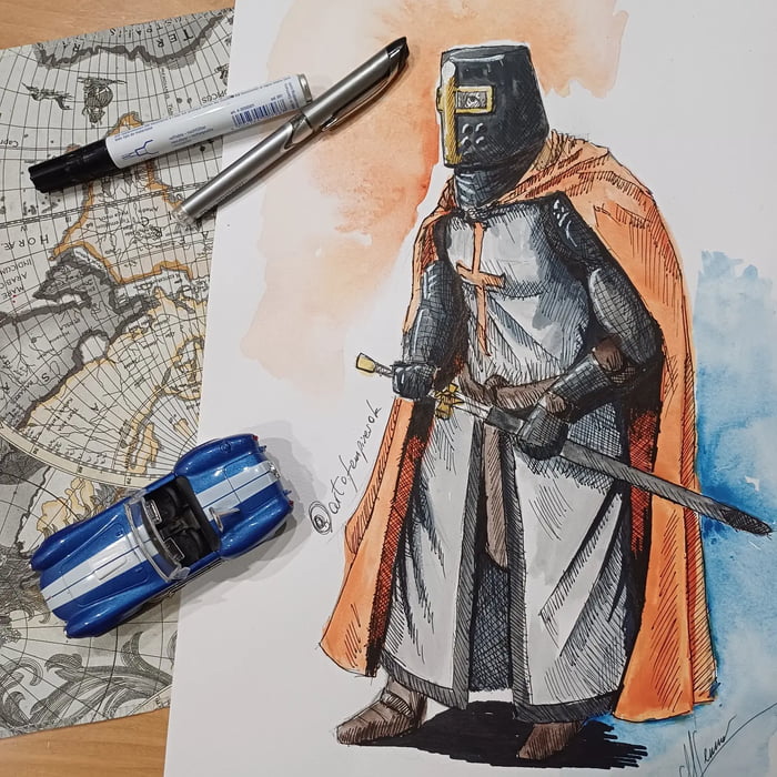 An artistic version of a Teutonic Knight (Age Of Empires 2) - 9GAG