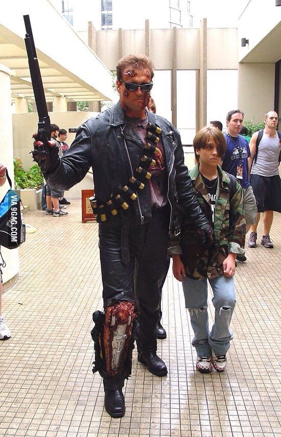 Awesome father and son terminator 2 cosplay. - 9GAG