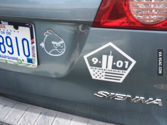 Poor bumper sticker placement - 9GAG