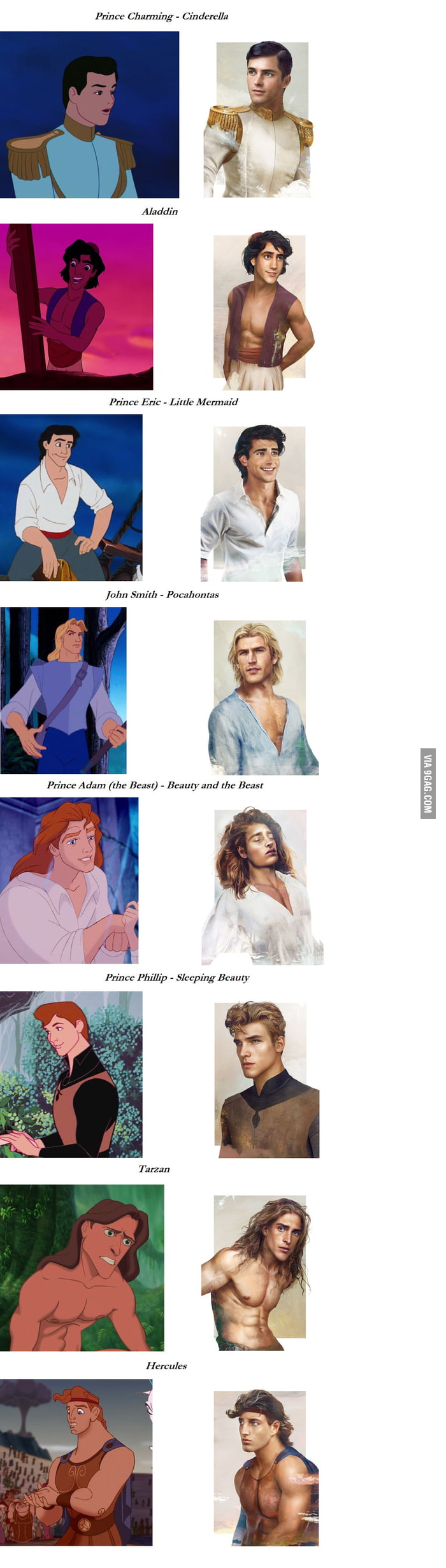 Real-life illustrations of Disney hunks - 9GAG