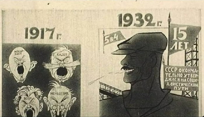 1932 Soviet poster with soyface bosses and chad worker - 9GAG