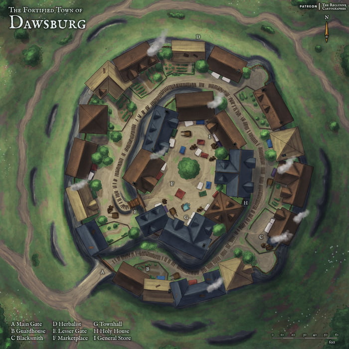 Here is the 'Pre Players Arriving' version of the 'On Fire' DnD village ...