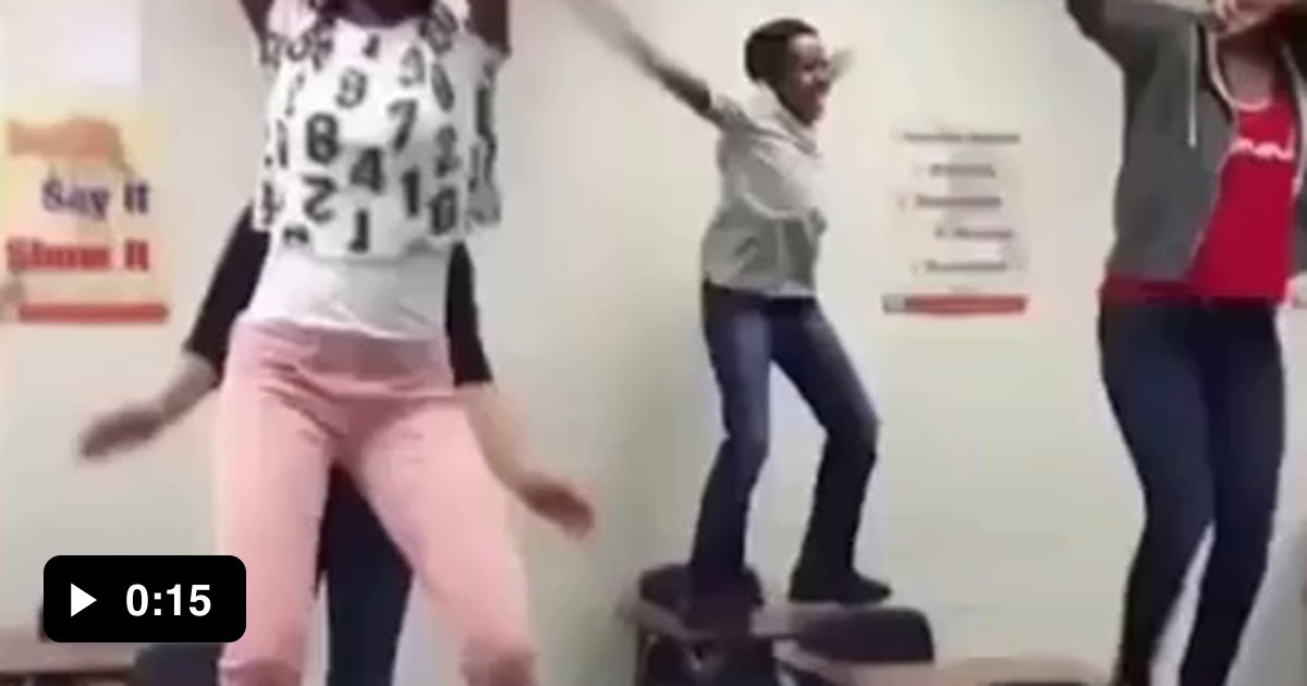 Dancing girl knocked off school desk - 9GAG