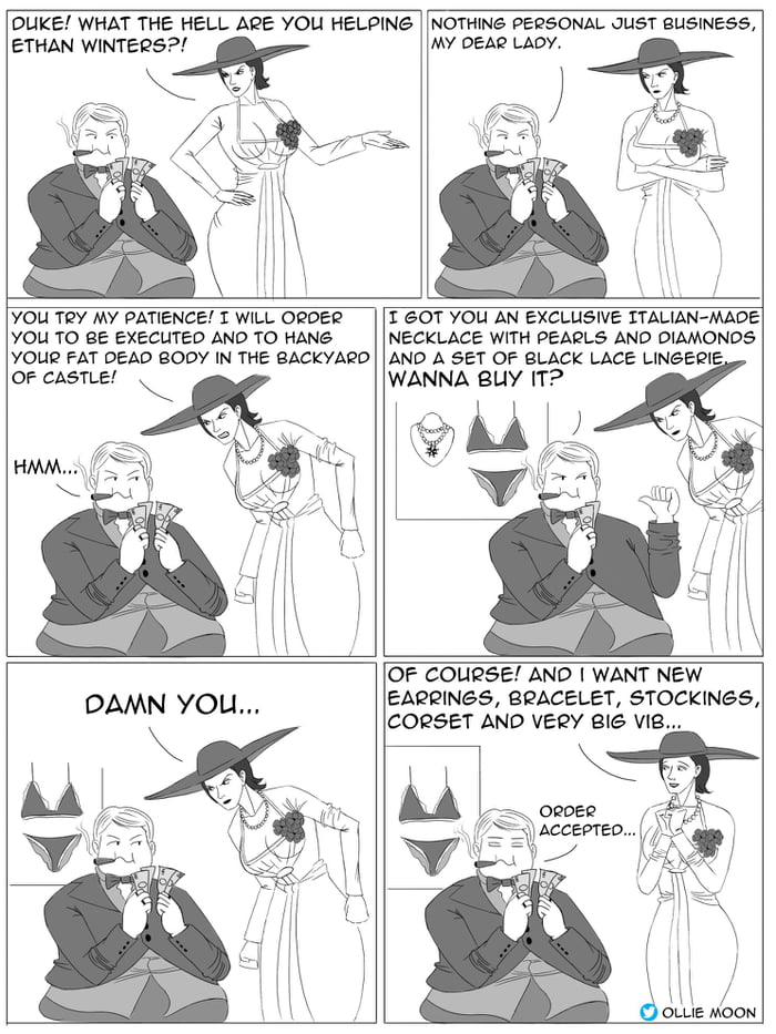 Lady Dimitrescu and Duke the Merchant - 9GAG
