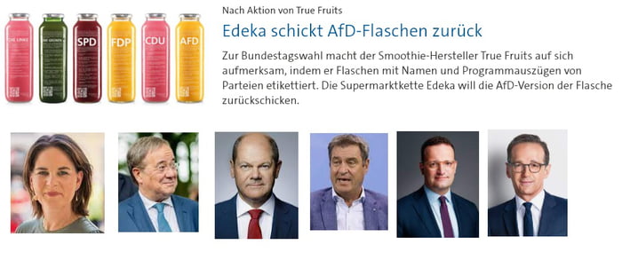 EDEKA schickt AfD-Flaschen zurück, restliche Parteien schicken ihre ...