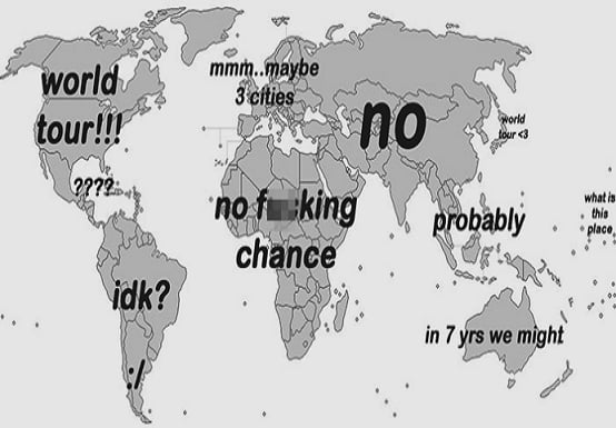 When US bands announce the next "World Tour" - 9GAG
