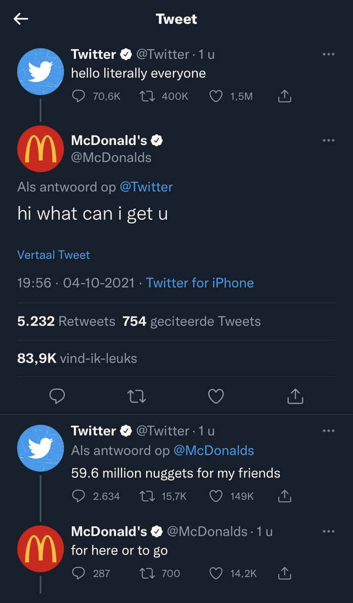 Twitter & McDonalds winning the internet tonight - 9GAG