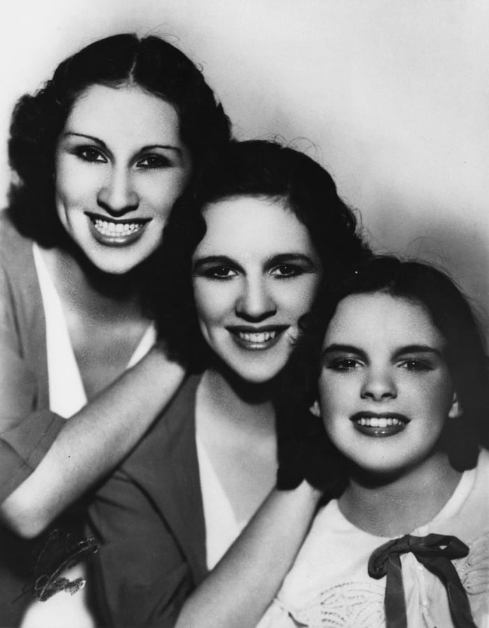 Judy Garland (bottom right) and her sisters in 1935. Prior to this she ...