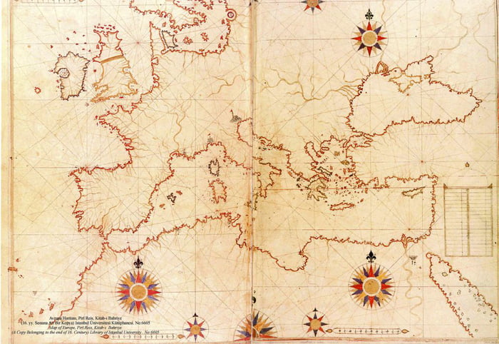 Map drawn by the Ottoman admiral Piri Reis in 1513. - 9GAG
