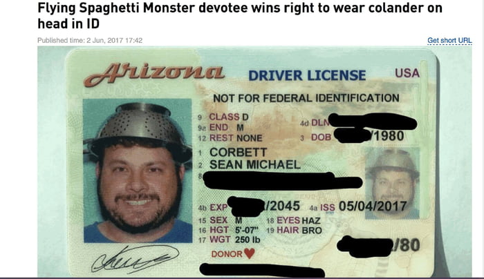 Pastafarian Drivers License