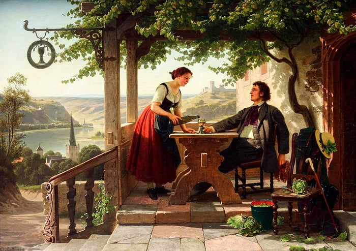 Simpler times: Rhine Romanticism in the old Germany, 1864 - painted by ...