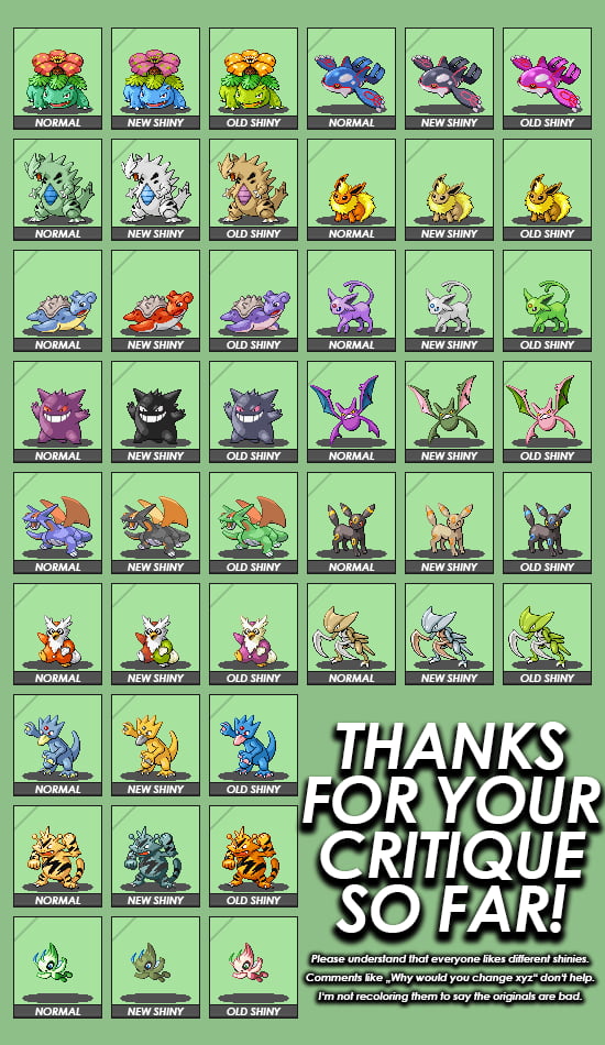 GEN3 Shiny Recolor Project: First 15 Pokémon - 9GAG