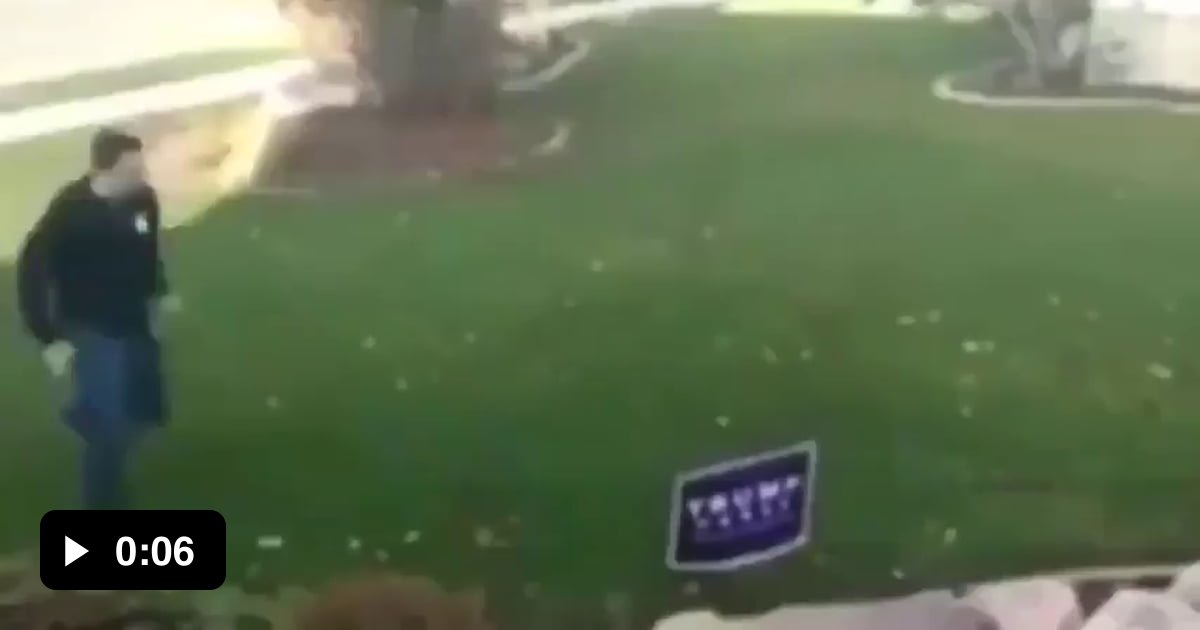 Guy trys to steal a Trump sign which the homeowners have electrified - 9GAG