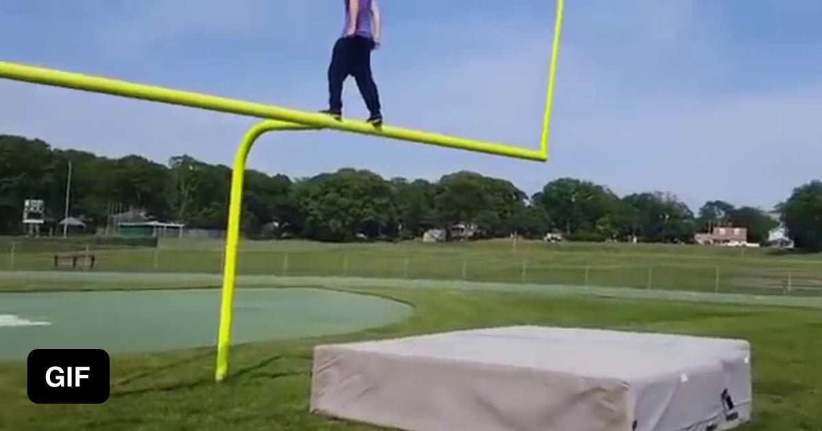 Doing a backflip off the goalpost - 9GAG