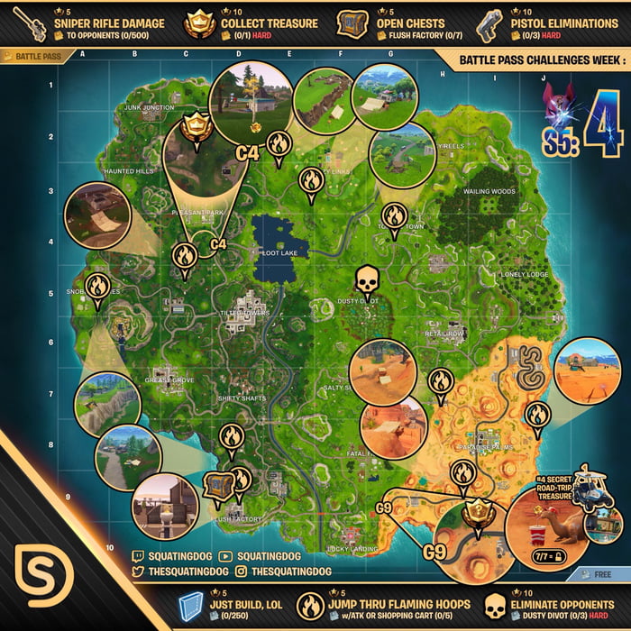 Fortnite Season 5 Week 4 Challenges CHEAT SHEET - 9GAG