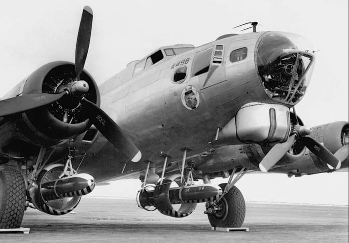 B-17G carrying Douglas VB-10 ROC gliding guided bombs. The VB-10 had a ...