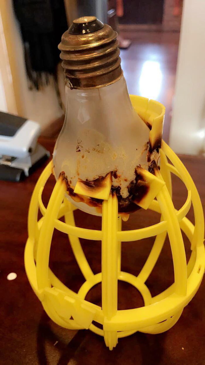 Light bulb cage broke and melted to the glass - 9GAG