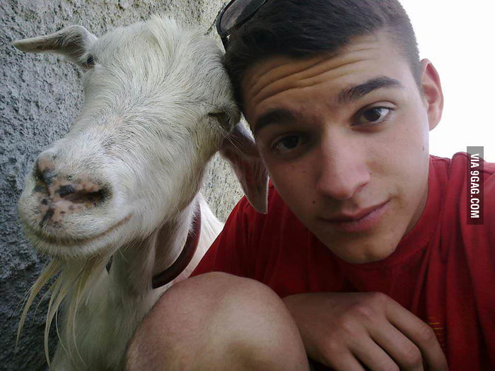My friend and his photogenic goat - 9GAG
