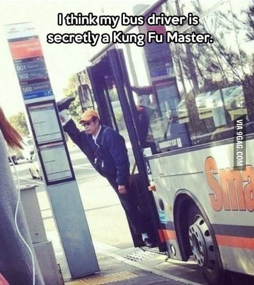 This is how he stops the bus - 9GAG