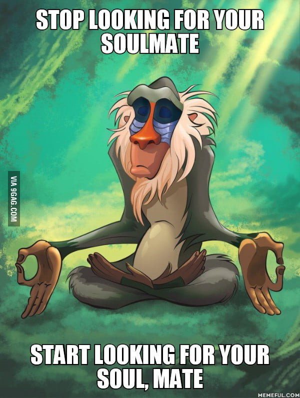 Stop looking for your soulmate. Start looking for your soul, mate... - 9GAG