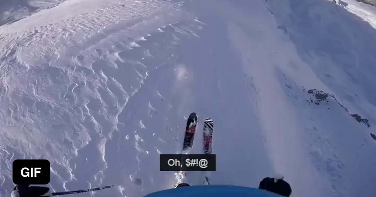 Skier Barely Gets Out Of An Avalanche. - 9GAG