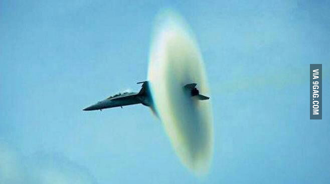 F/A-18 hornet breaking sound barrier at 1230 km/h - 9GAG