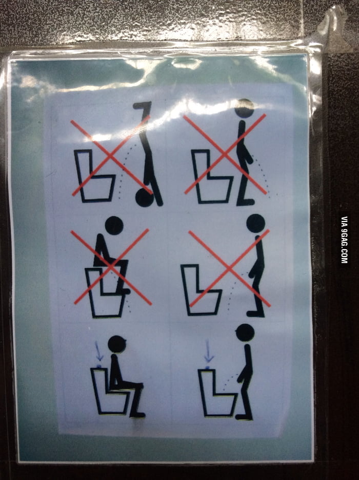 Toilet sign in my town. Peeing upside down? - 9GAG