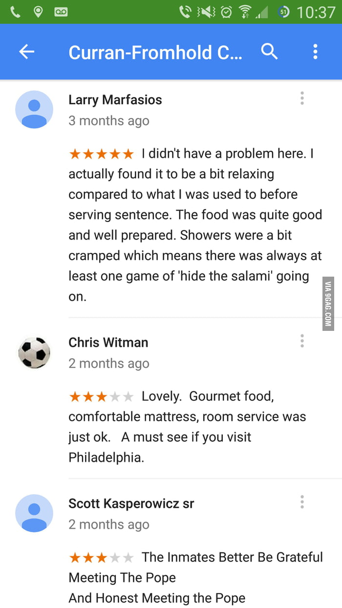 Correction facility reviews - 9GAG