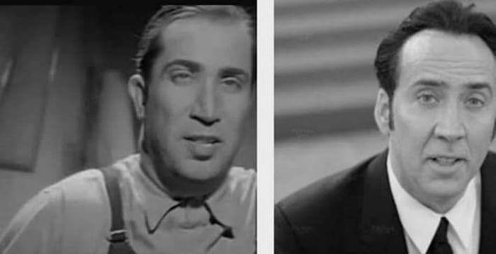 An old Egyptian actor from the 50s and Nickolas Cage. - 9GAG