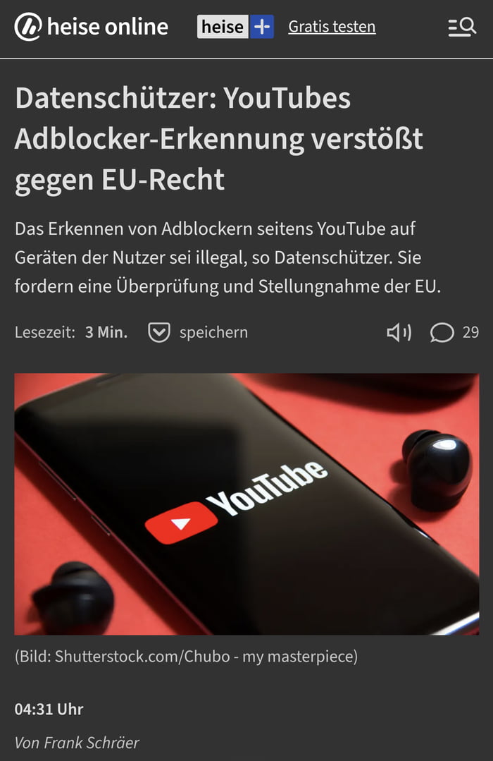YouTube AdBlock detection might violate EU privacy laws - 9GAG