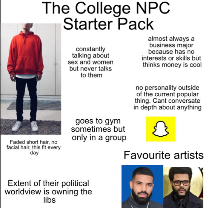 The College NPC starter pack - 9GAG