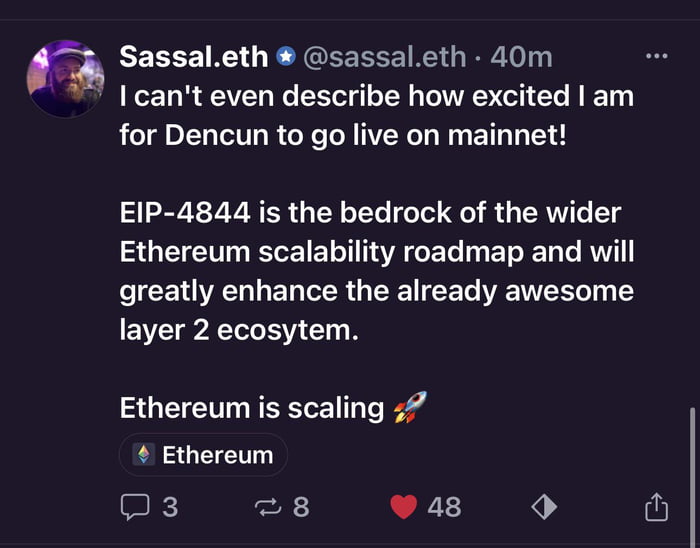 Sass is excited about Dencun EIP-4844 - 9GAG