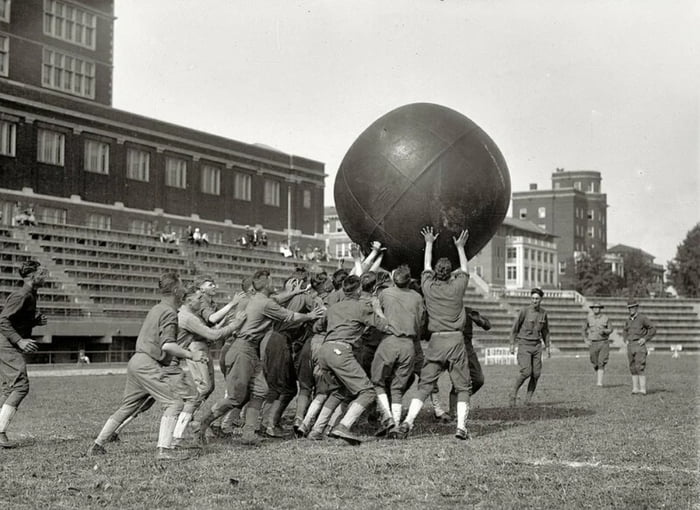 Pushball. This game was popular in the early 20th century. The ball ...