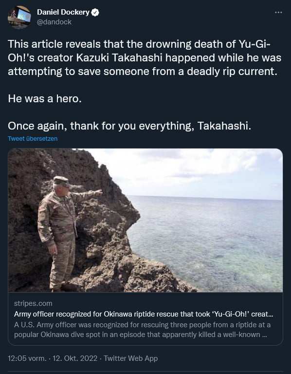 I know, Twitter and all but this needs to be known: Yu-Gi-Oh Creator Kazuki Takahashi died ...