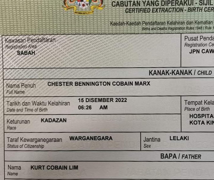 FYI This Is An Official Malaysian Birth Certificate I Welcome You FYI This Is An Official Malaysian Birth Certificate I Welcome You